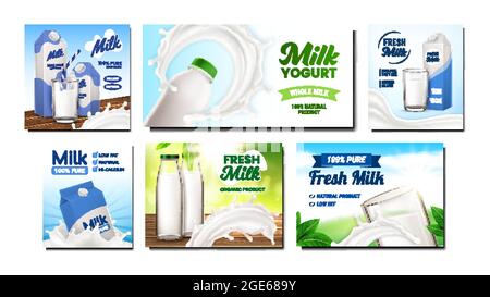 Milk Natural Drink Creative Promo Poster Vector Stock Vector Image ...