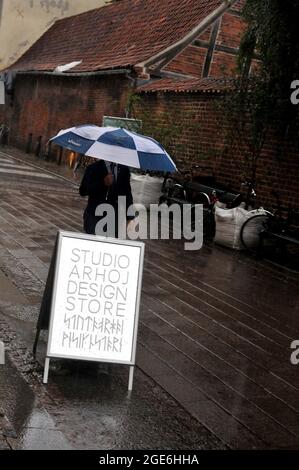 Copenhagen, Denmark., 17 .August 2021, Heavy rain fals in danis capital ...