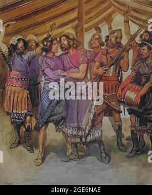 David and Jonathan. Samuel book. Jonathan and David cried in each other ...