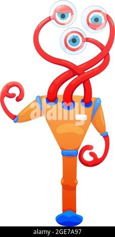 Funny cartoon alien with three eyes. Vector illustration. Clipart Stock ...