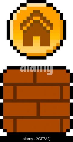 Pixel art 8-bit increase and decrease arrows set red and green - isolated vector illustration ...