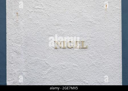 House name sign 'Nigel' Cornwall, England Stock Photo - Alamy