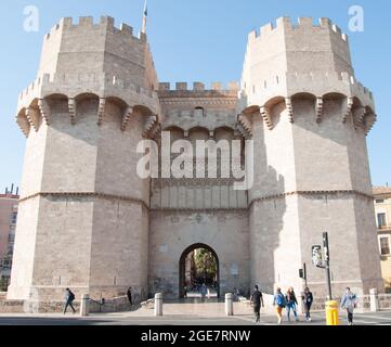 Torre de Serranos, a Gothic tower that worked as a gate to the old town ...