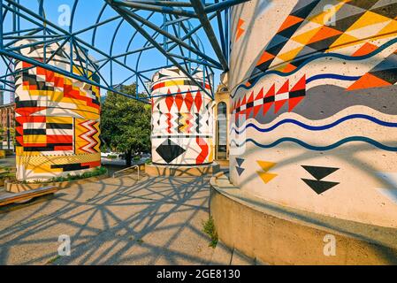 Blanketing the City, Indigenous mural, Cathedral Square, a ...