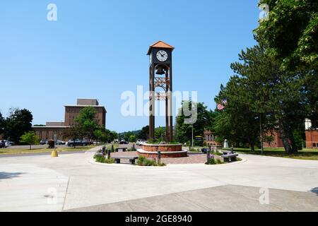 The clock tower on the campus of Michigan Technological University ...