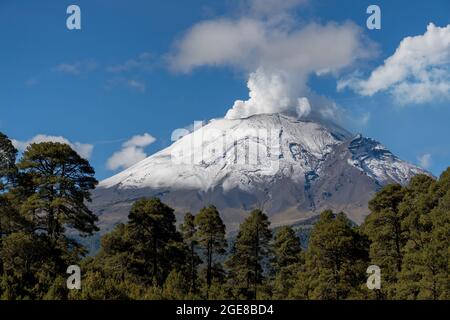 Cloud of smoke coming out of the Popocatepetl volcano in Mexico Stock ...