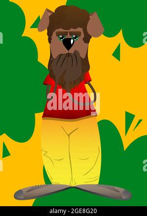 Funny cartoon dog with hands over mouth. Vector illustration Stock ...