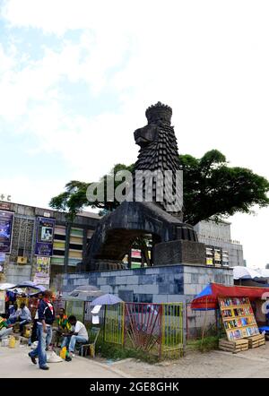 The Lion of Judah monument on Churchill Street in Addis Ababa Stock ...