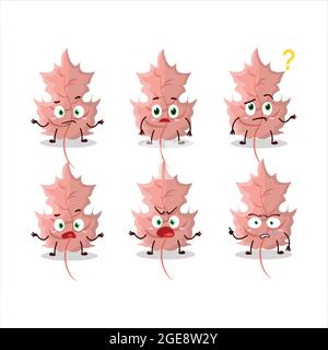 Cartoon character of oak pink leaf with various pirates emoticons ...