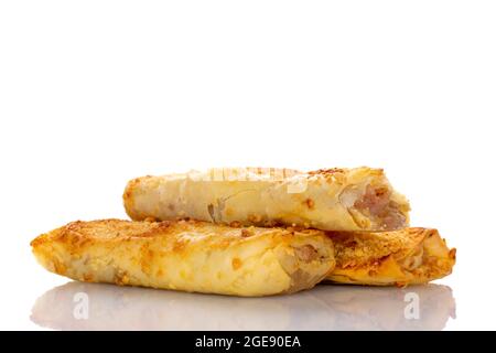 Three homemade apple mini strudel, close-up isolated on black Stock ...