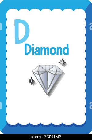 Alphabet flashcard with letter D for Diamond illustration Stock Vector ...