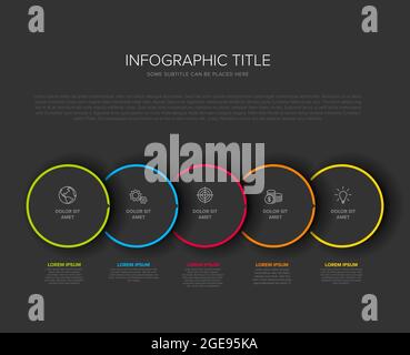 Abstract schema template with five step sections or options on white ...