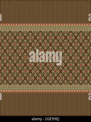 Beige Brown Symmetry Rhomboid Geometric Ethnic Seamless Pattern Design ...