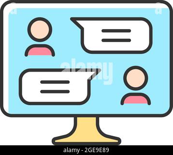 Digital communication channels RGB color icon for dark theme Stock ...