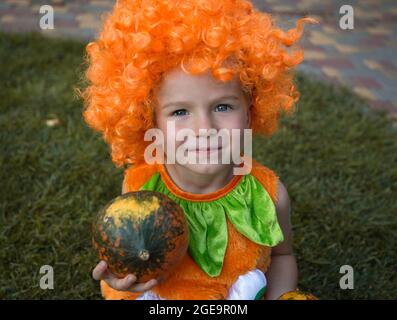 Cheerful boy on an autumnal farm Stock Photo - Alamy