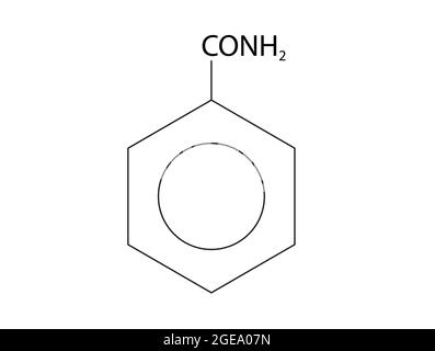 Benzamide. Molecular model of the organic compound benzamide (C7.H7.N.O ...