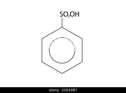 Benzenesulfonic acid. Molecular model of the simplest aromatic sulfonic ...