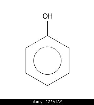 Phenol. Molecular model of the aromatic organic compound phenol (C6.H6 ...
