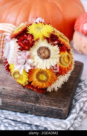 Decorative ball made of helichrysum bracteatum - everlasting flowers ...