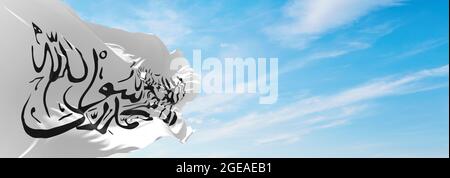 Illustration of the Afghanistan Taliban flag with black on a white ...