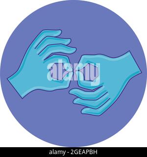 sign language interpreting hand gesture vector illustration line icon ...