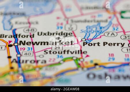 Newmarket Ontario Canada shown on a road map or Geography map Stock ...