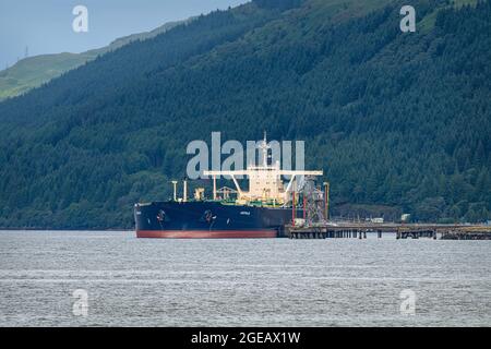 Crude Oil Tanker Australis unloading at the Finnart oil Terminal, Loch ...
