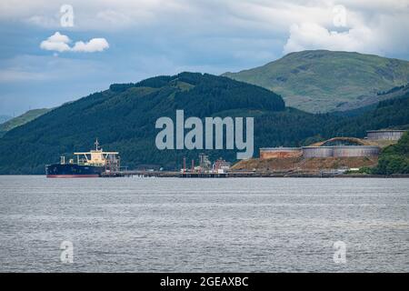 Crude Oil Tanker Australis unloading at the Finnart oil Terminal, Loch ...