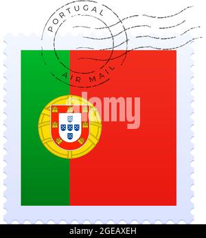 Postage stamp envelope with Portugal flag and Valentine s Day stamps ...
