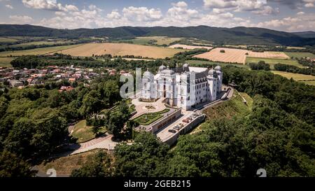 Aerial view of Halicsky Castle in the village of Halic in Slovakia ...