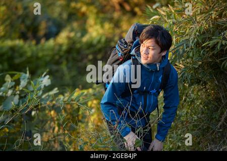 Japanese man hiking Stock Photo - Alamy
