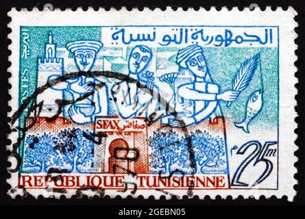 TUNISIA - CIRCA 1960: a stamp printed in Tunisia shows View of Skanes ...