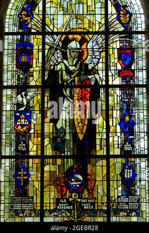 Stained glass window paying homage to american paratroopers, Notre-Dame ...