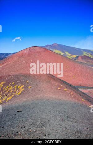 View of the colored slopes of the volcano Etna, Italy Europe Stock ...
