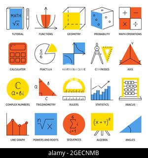 Fraction calculator. Math and geometry symbols. Education material ...