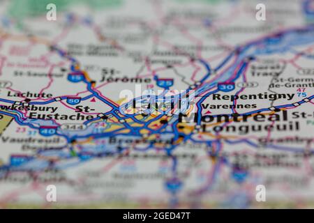 Laval Quebec Canada shown on a road map or Geography map Stock Photo ...