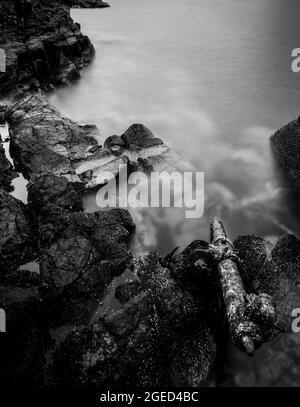 Long exposure of abandoned lifting machinery at Neist point. Isle of ...