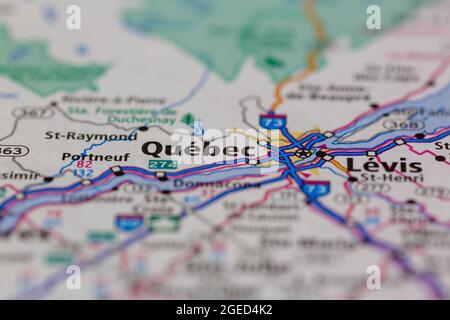 Quebec Canada shown on a road map or Geography map Stock Photo - Alamy