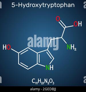 5-Hydroxytryptophan, 5-HTP, hydroxytryptophan, oxitriptan molecule. It ...