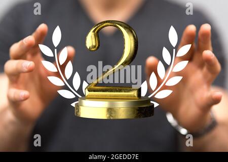 A digital 1 year anniversary award in a hand Stock Photo - Alamy