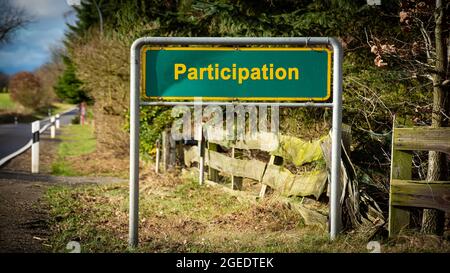 Street Sign the Direction Way to to Participation Stock Photo - Alamy