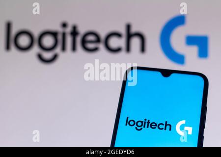 In this photo illustration, a Logitech logo is seen displayed on a ...