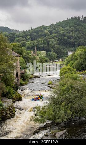 Whitewater rafting on the River Dee in Llangollen, Wales Stock Photo ...