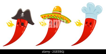 Vector illustration of funny chilli , cartoon red and green chilli ...