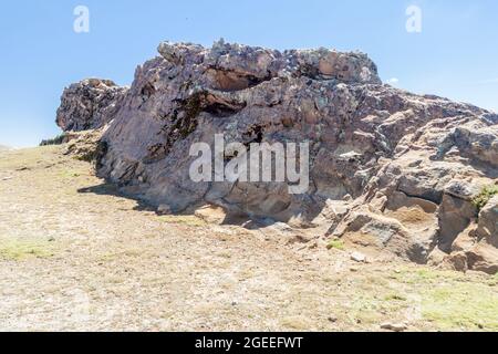Titi Kharka (Rock of the Puma) at Isla del Sol (Island of the Sun) in ...