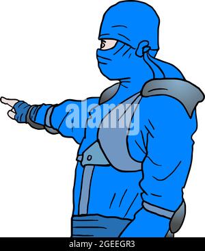 Blue ninja draw Stock Vector Image & Art - Alamy