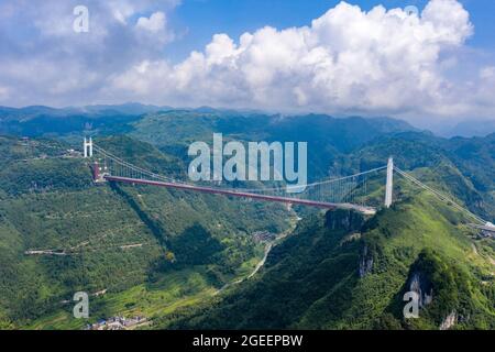 The Aizhai Bridge is a suspension bridge near Jishou in Hunan province ...