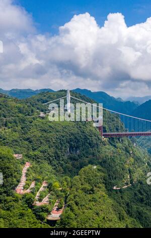 The Aizhai Bridge is a suspension bridge near Jishou in Hunan province ...