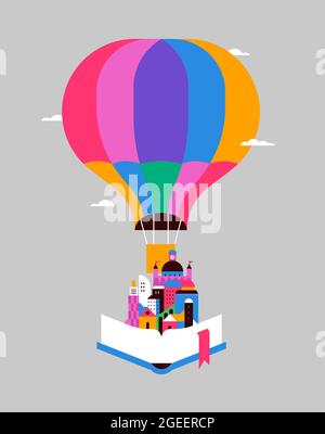 Illustration of books flying in the air, vector illustration Stock ...