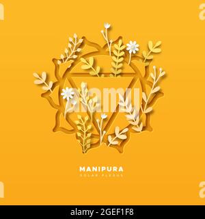 Vector illustration with symbol chakra Manipura on white background ...